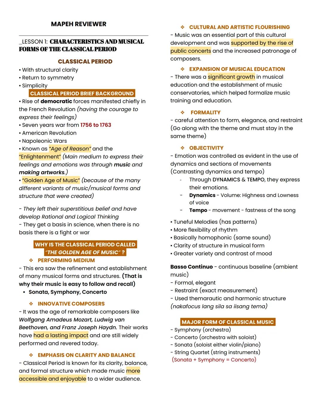 MAPEH Grade 9 Quarter 2 Reviewer (MAPEH) as PDF - Knowunity